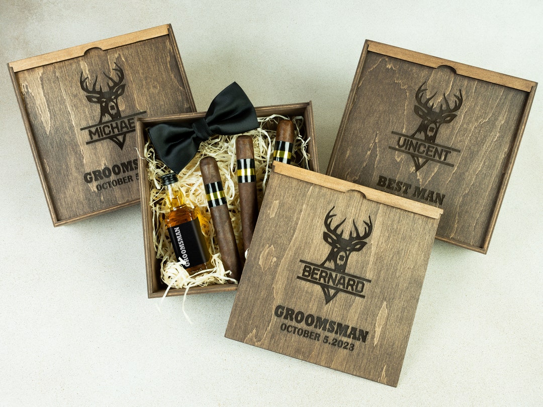 Custom Engraved Groomsmen Boxes Wooden Personalized Best Man Gift Box ...