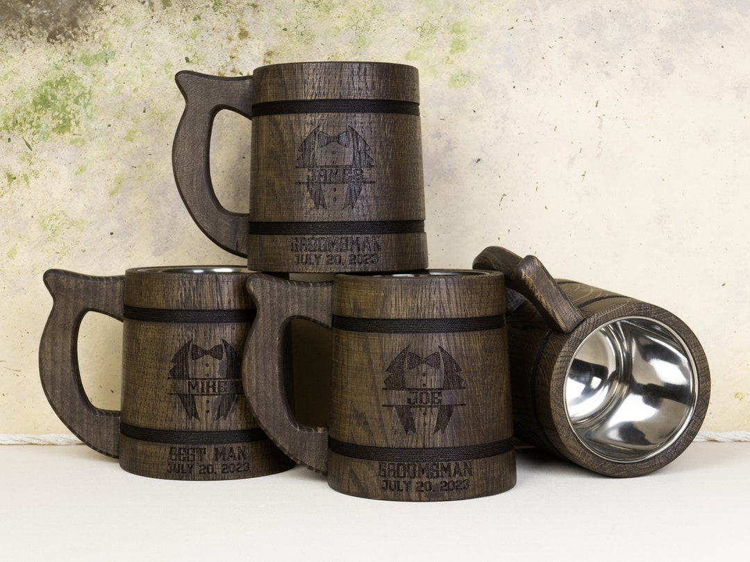 Wooden Beer Mug Engraved, Best Man Gift Personalized Stein, Groomsmen ...