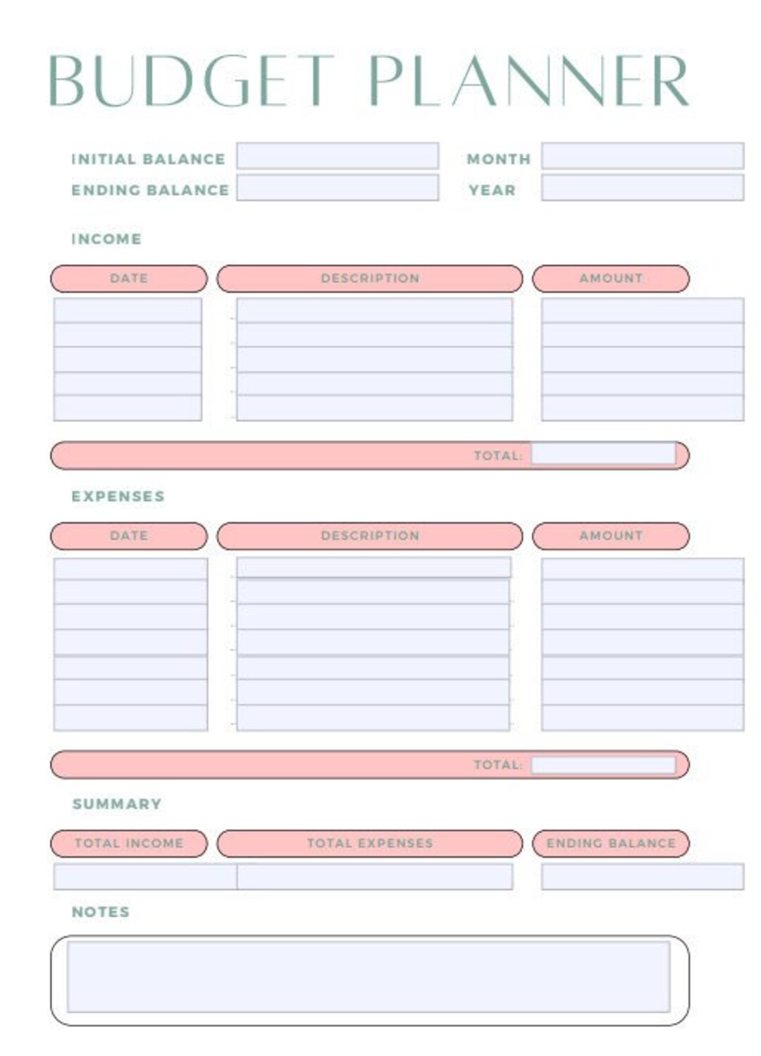 Budget Planner - Etsy