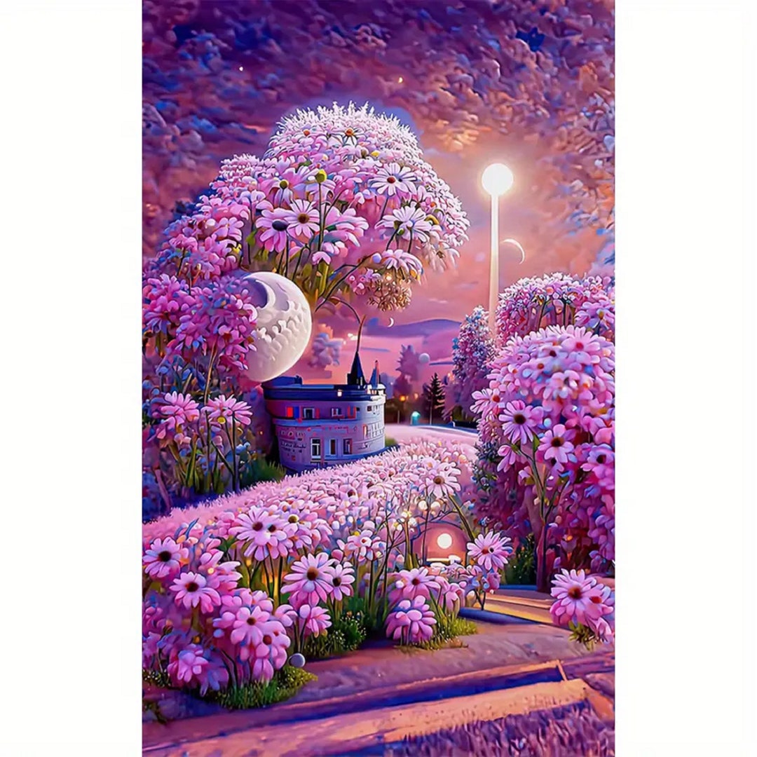 5d Rhinestone Art Painting Kit Adults, Pink Flower Garden Full ...
