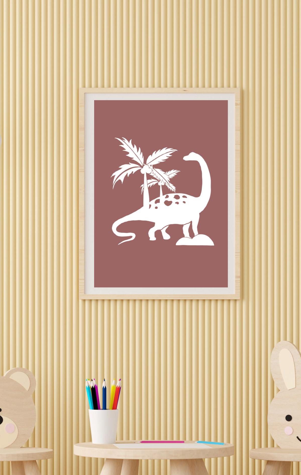 Famous Dinosaurs Digital Wall Art Set | Brown Color Palette | Kids Room ...