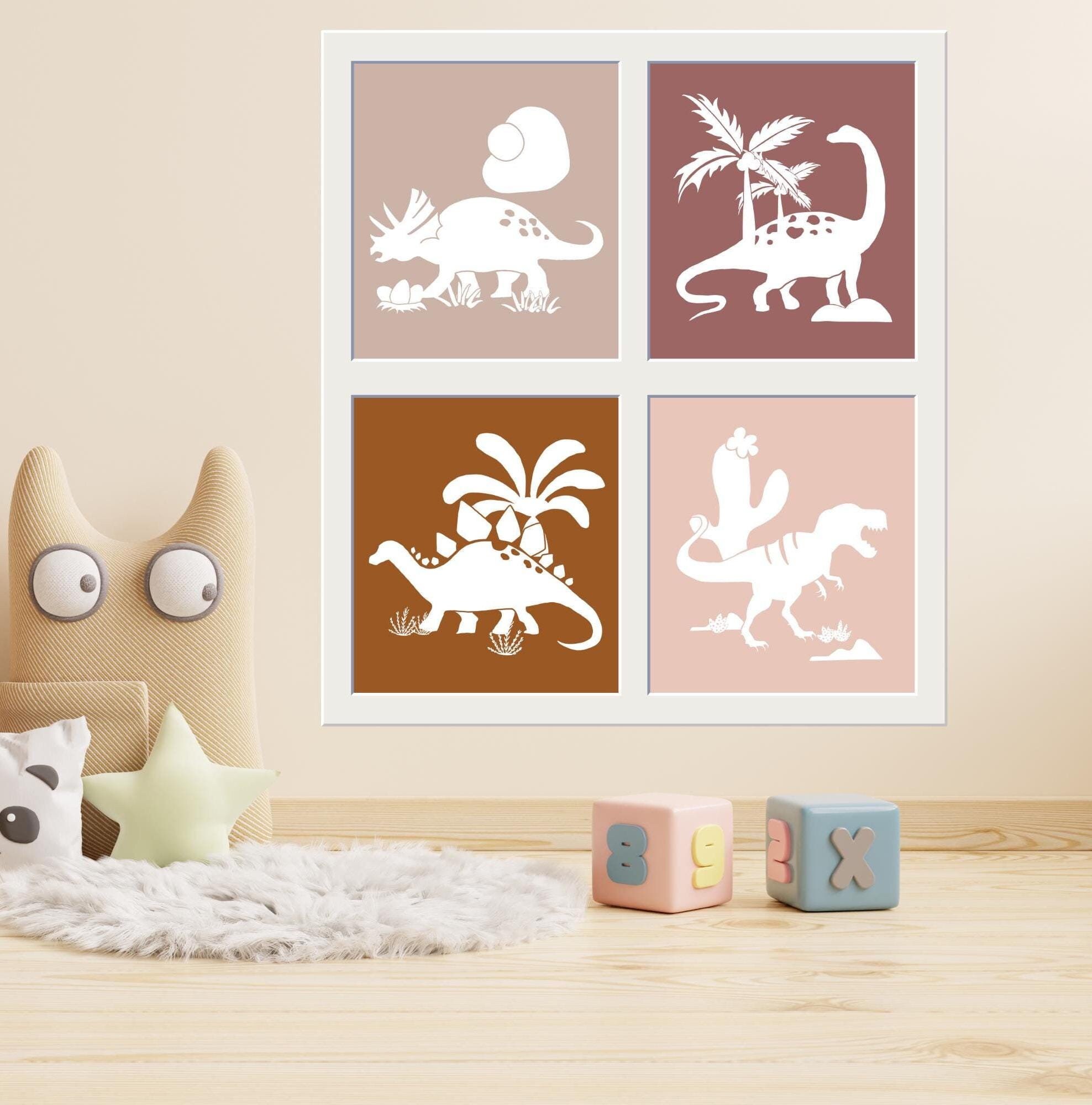 Famous Dinosaurs Digital Wall Art Set | Brown Color Palette | Kids Room ...