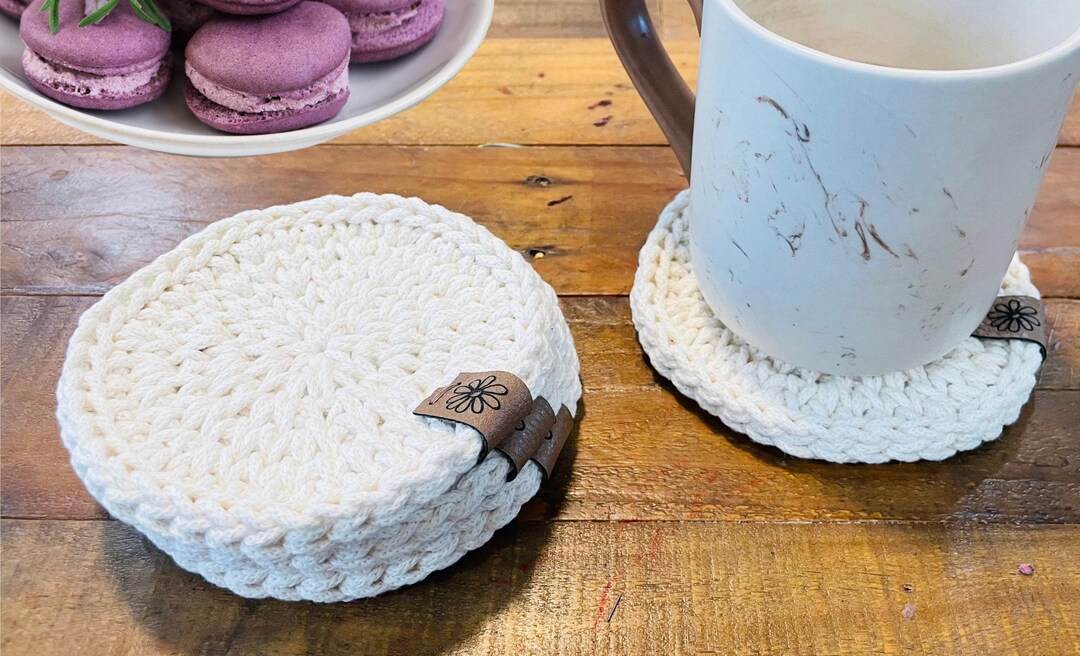 Handmade Crochet Coasters /round Coasters/ Modern Coasters Set of 4 ...