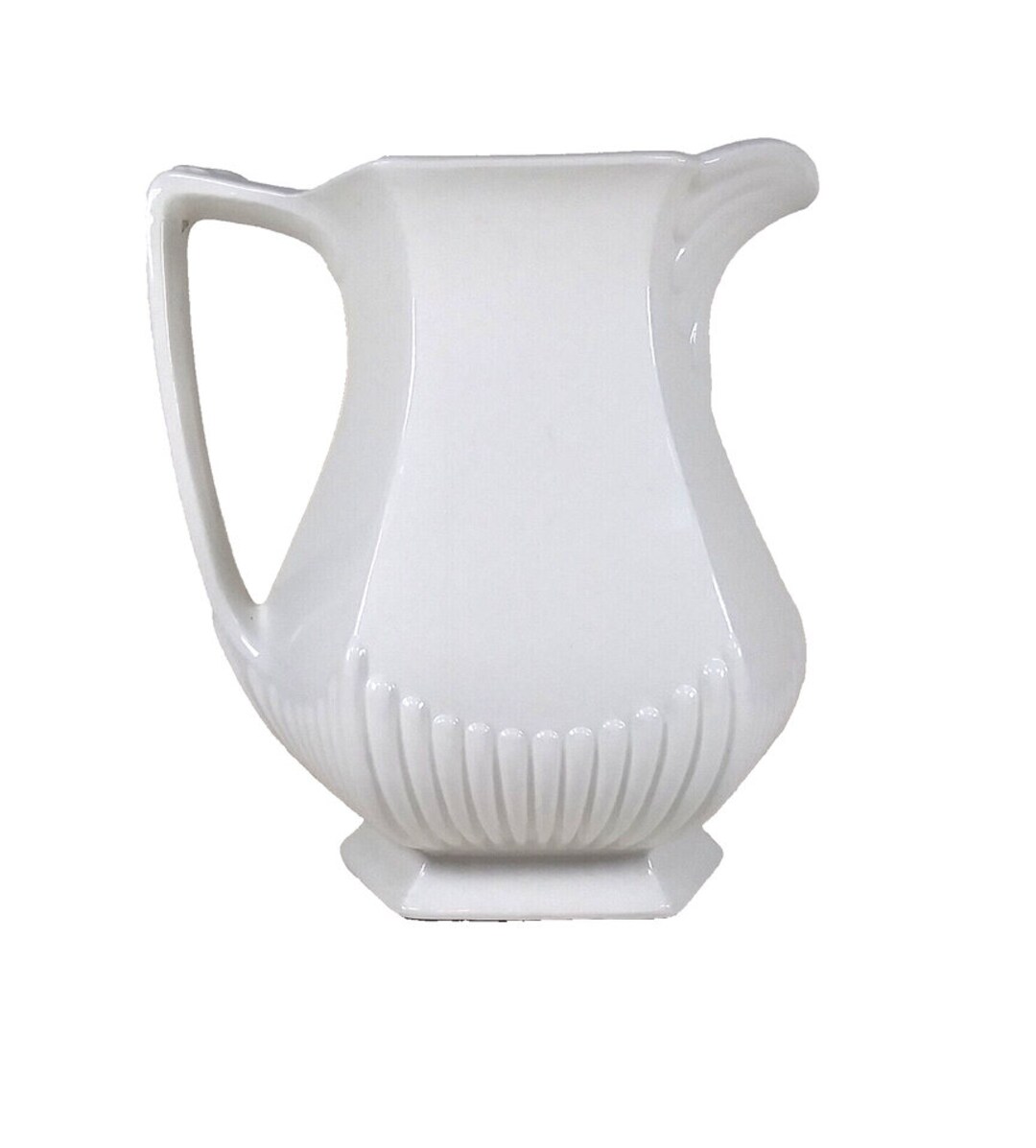 Wm. Adams & Sons Ironstone Pitcher White 6 Sided 8 Inch Tall Vintage ...