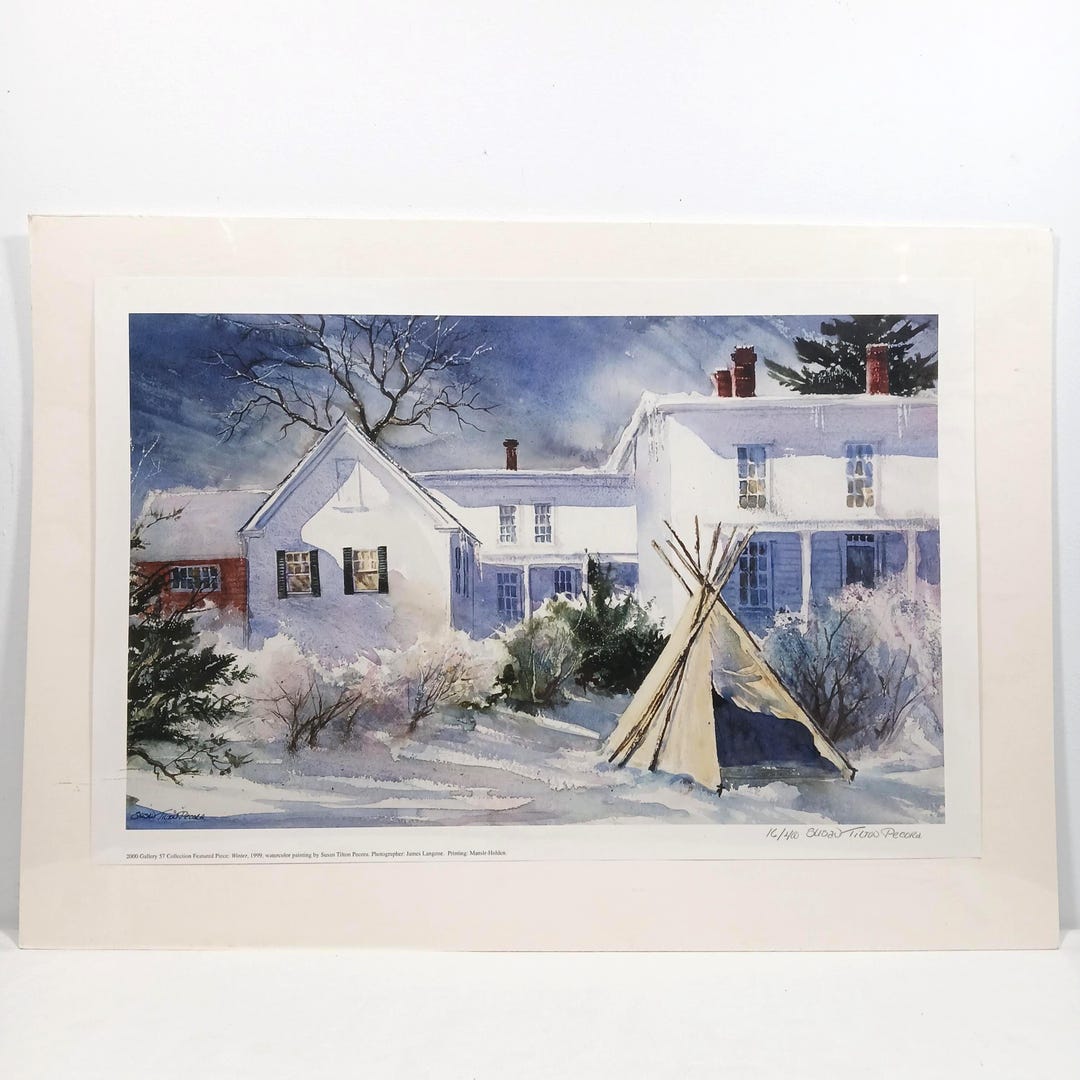 Susan Tilton Pecora Print Watercolor Painting "winter" 1999 Pencil ...