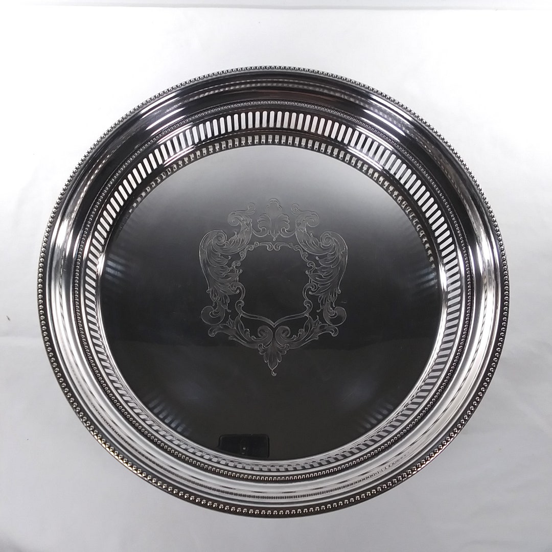 Silver Plate Gallery Tray Circular Towle E.P. 6678 Vintage Holloware ...