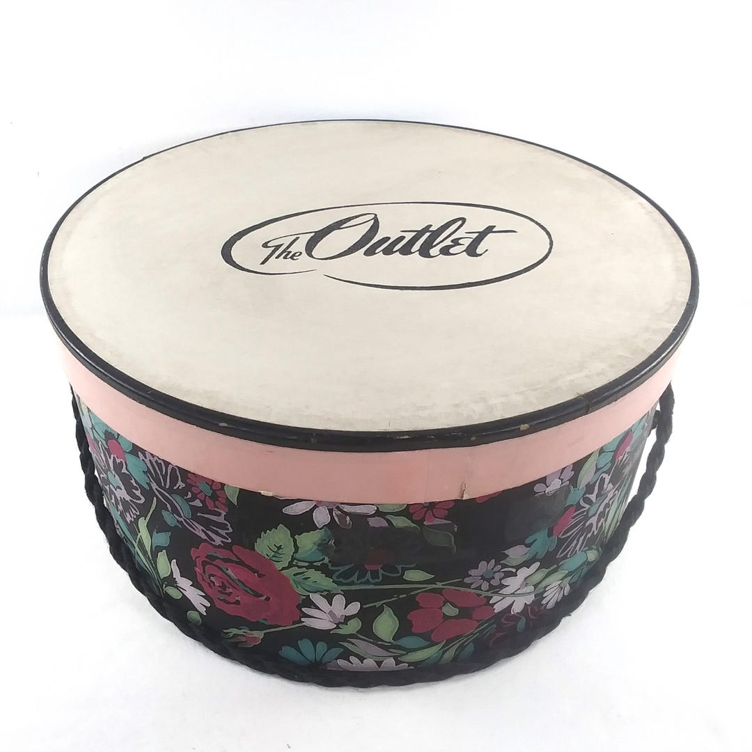 Hat Box Vintage La Rose Hats of NY the Outlet 1950s Round Floral Chintz ...