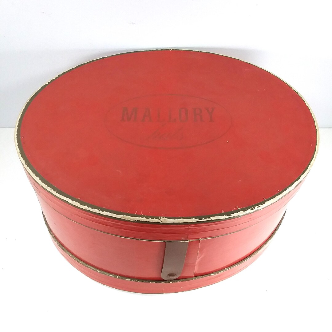 Hatbox Men's Mallory Hats of New York Oval Red Partial Leather Strap ...
