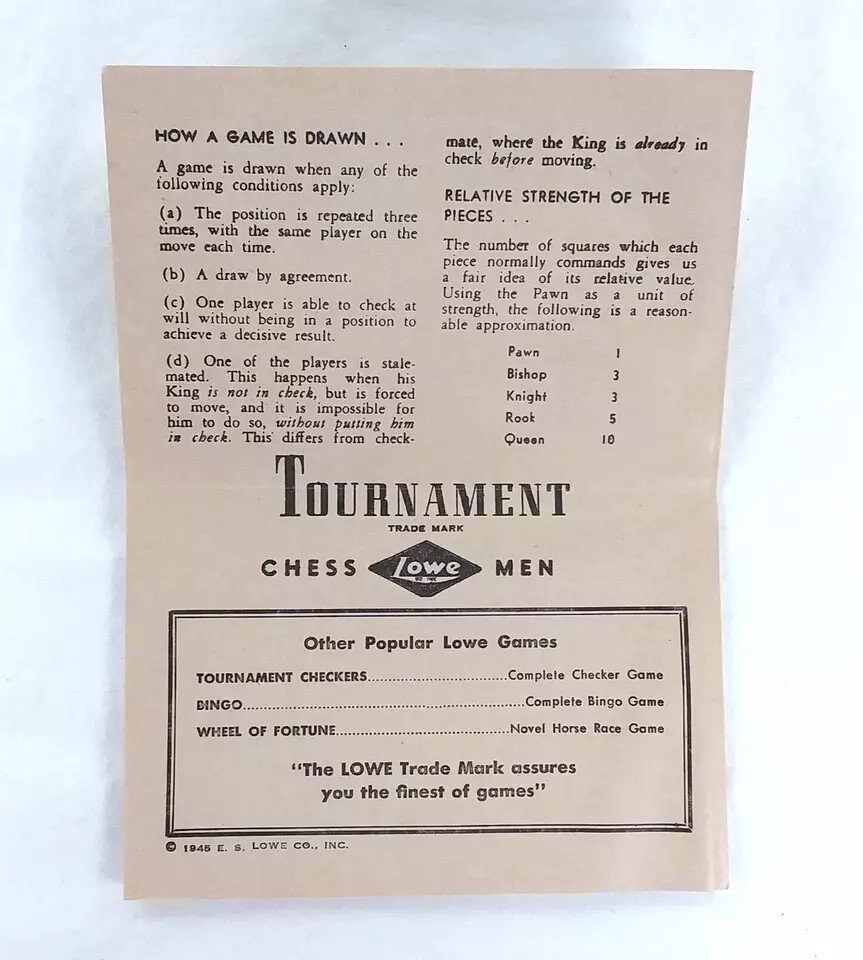 Chess Set Lowe All Plastic Travel Set Vintage 1940s Complete All Pieces ...