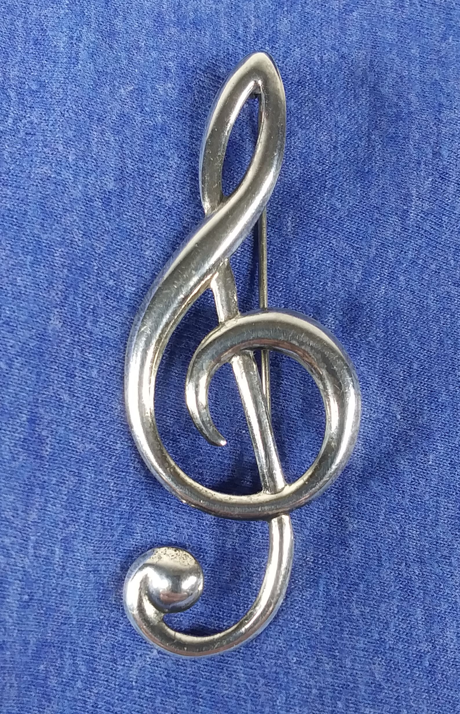 Sterling Silver Treble Clef Brooch Vintage Locking C-clasp - Etsy