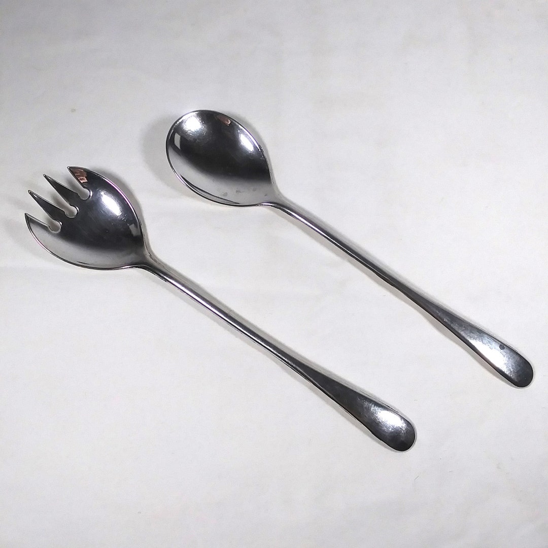 Serving Spoon and Fork Italian Silverplate 9 Inches Vintage Mid-century ...
