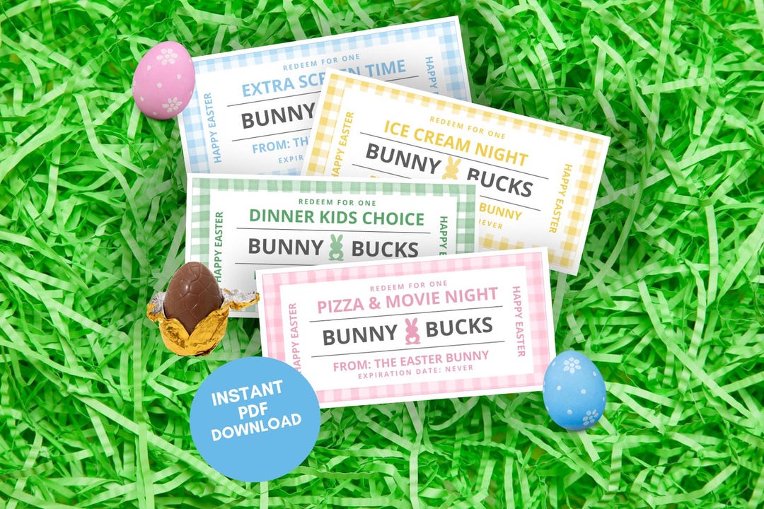Easter Bunny Money Printable Bunny Bucks Instant Download Easter Egg ...