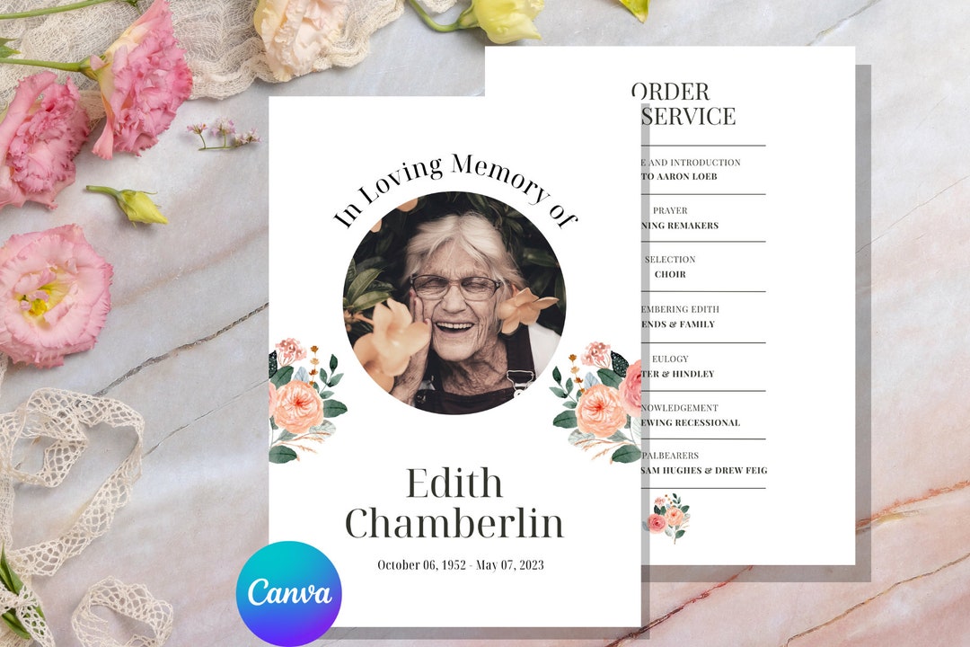 Funeral Memorial Card Template: Celebration of Life (canva Editable) - Etsy