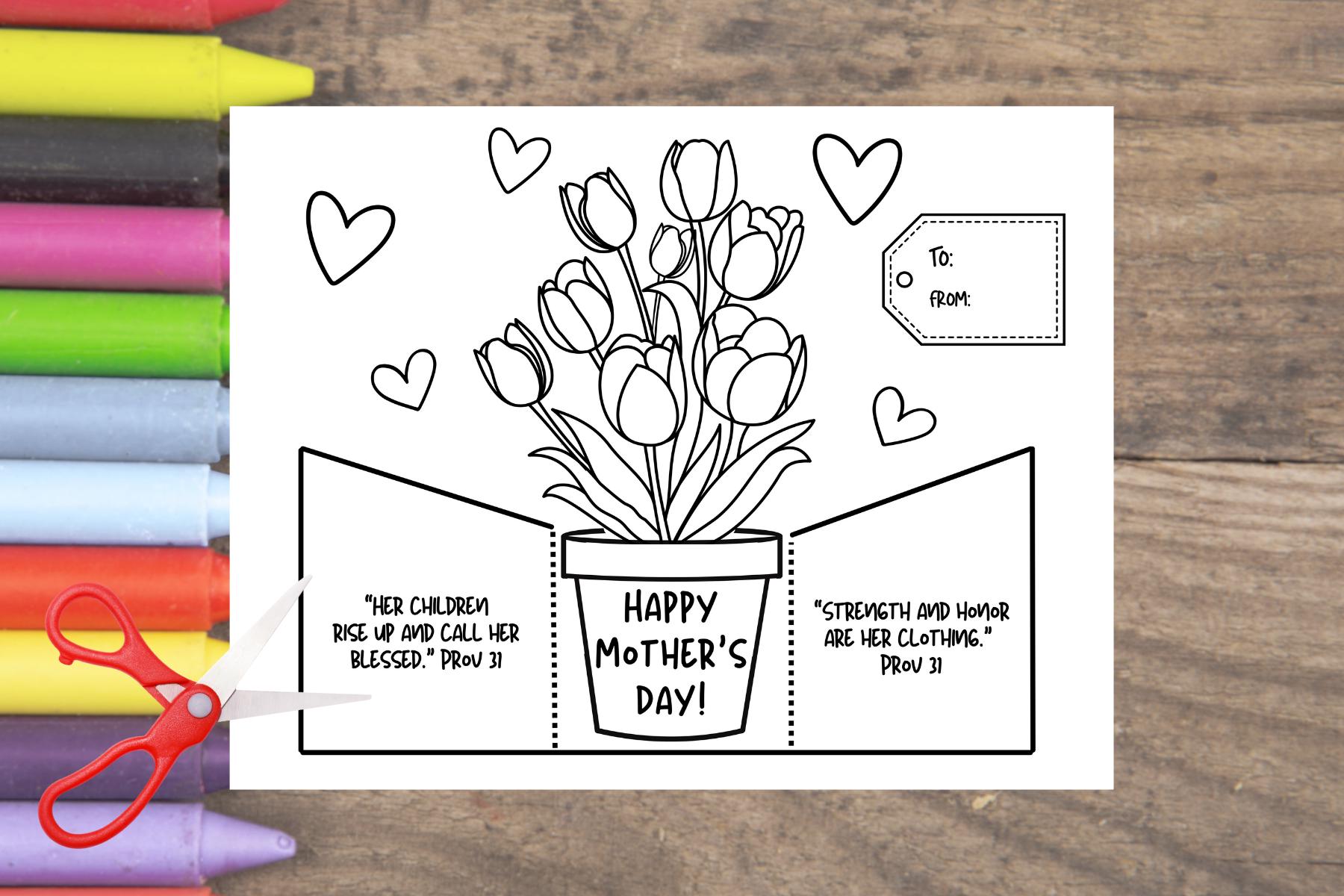 Easy Mother's Day Craft for Kids Coloring Page for Mom Keepsake Gift ...