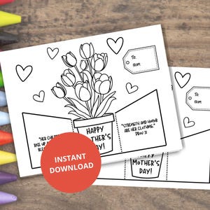 Easy Mother's Day Craft for Kids Coloring Page for Mom Keepsake Gift ...