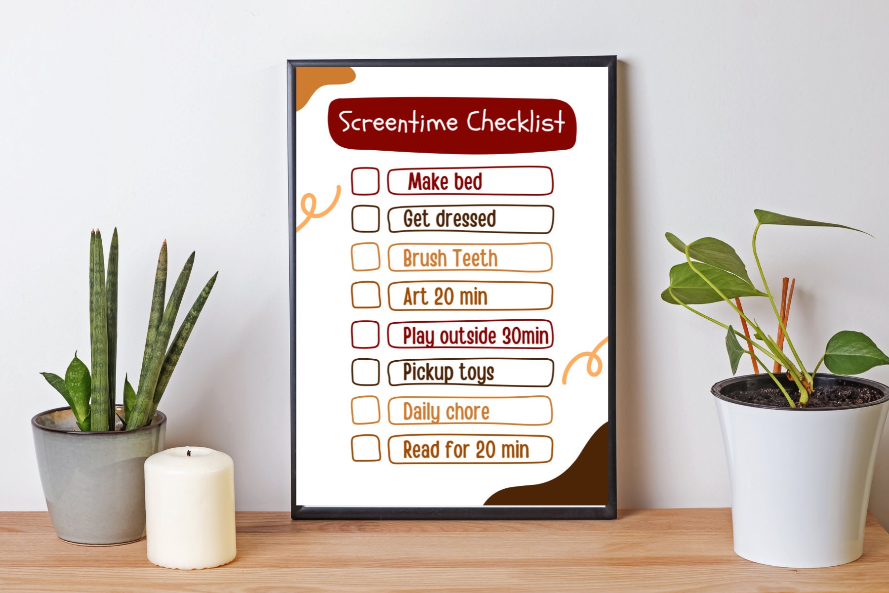 Screen Time Checklist Template - Etsy