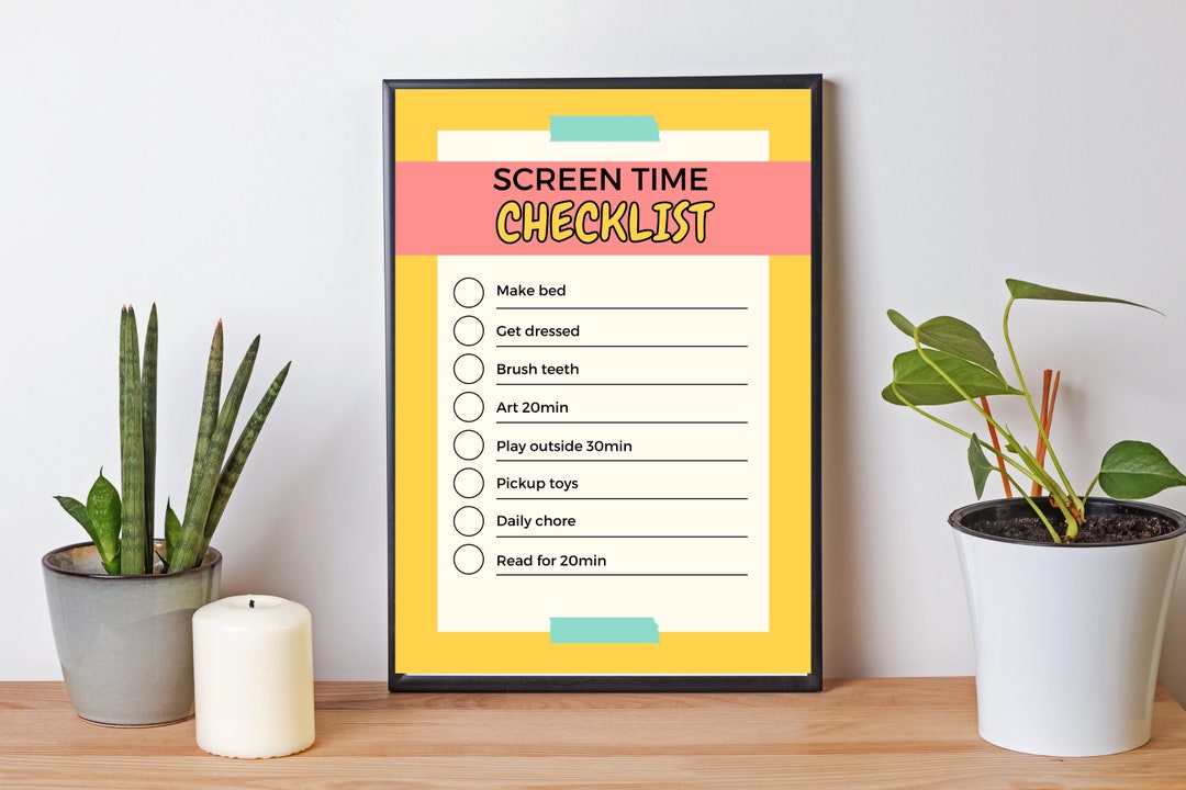 Summer Screen Time Checklist Template - Etsy
