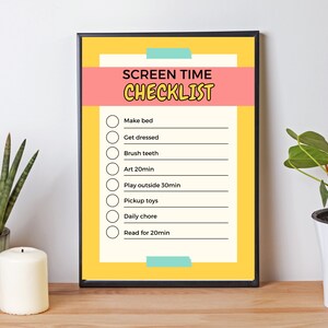 Summer Screen Time Checklist Template - Etsy