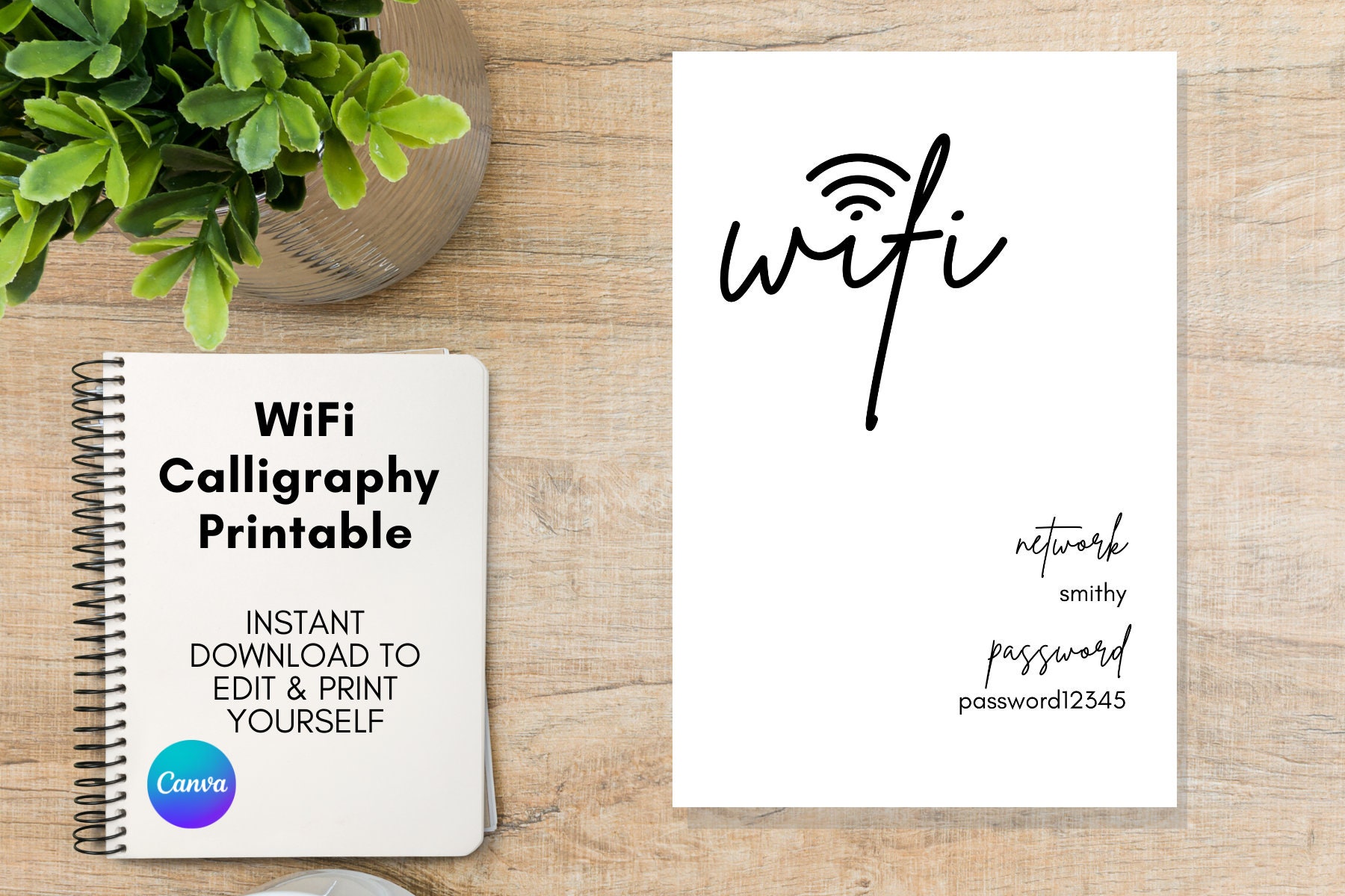Calligraphy Wifi Printable Template - Etsy