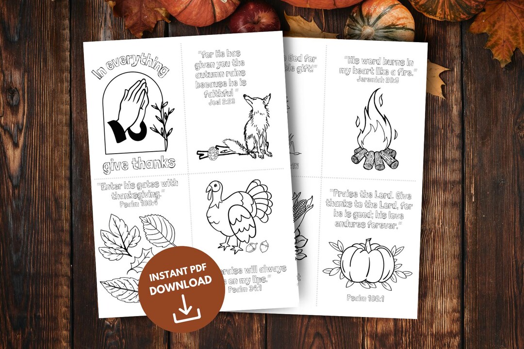 Christian Thanksgiving Coloring Book Homeschool Activity Fall Sunday ...