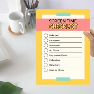 Summer Screen Time Checklist Template - Etsy