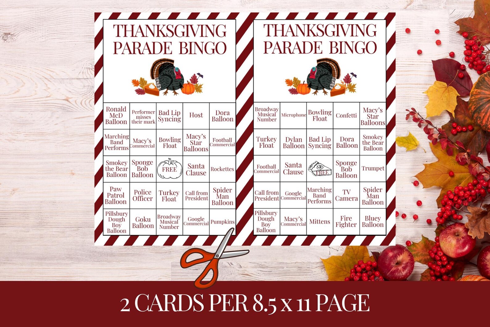Thanksgiving Day Parade Bingo Game Printable Macy's Parade Bingo Game ...