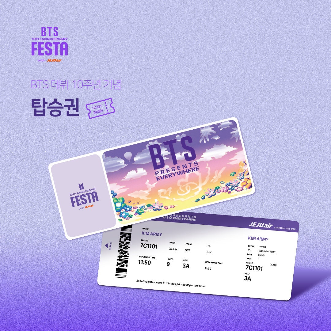 BTS Festa 2023 Plane Ticket Festa Bts Presents Everywhere Plane Ticket ...