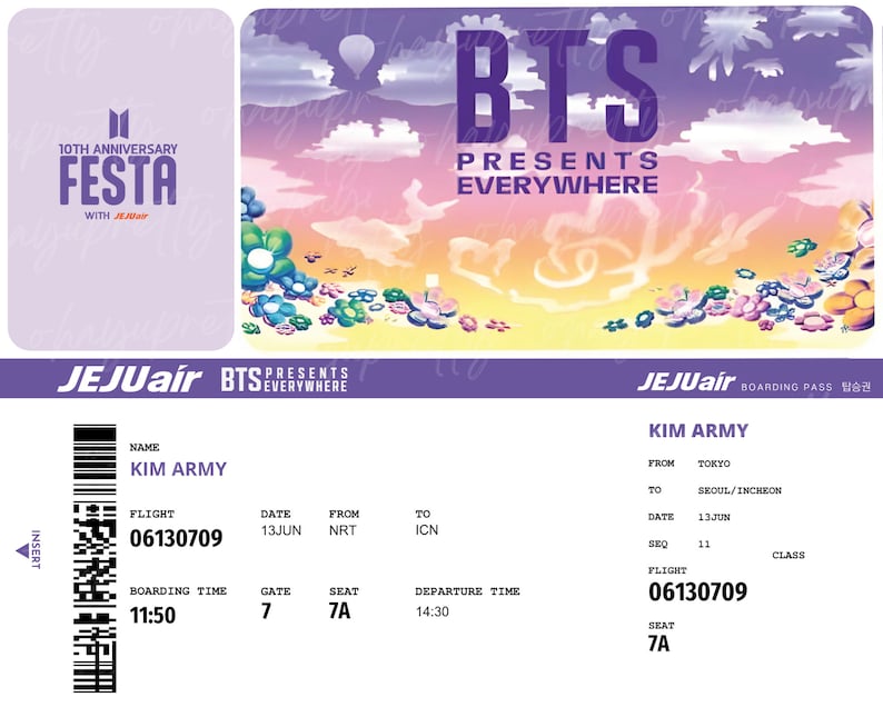 BTS Festa 2023 Plane Ticket Festa Bts Presents Everywhere - Etsy