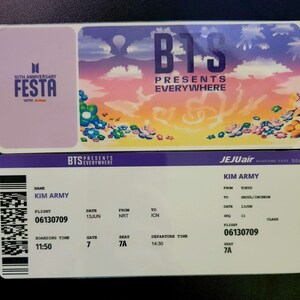 BTS Festa 2023 Plane Ticket Festa Bts Presents Everywhere Plane Ticket ...