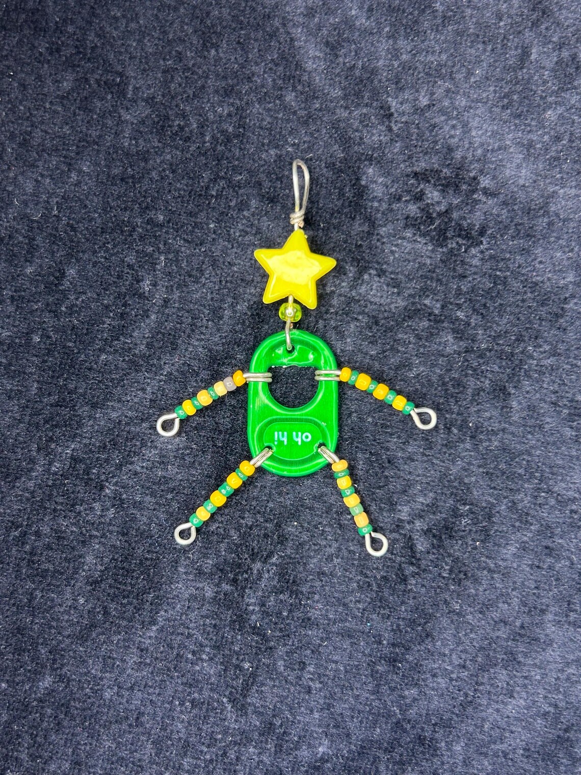 Upcycled Yellow and Green Can Tab Keychain - Etsy