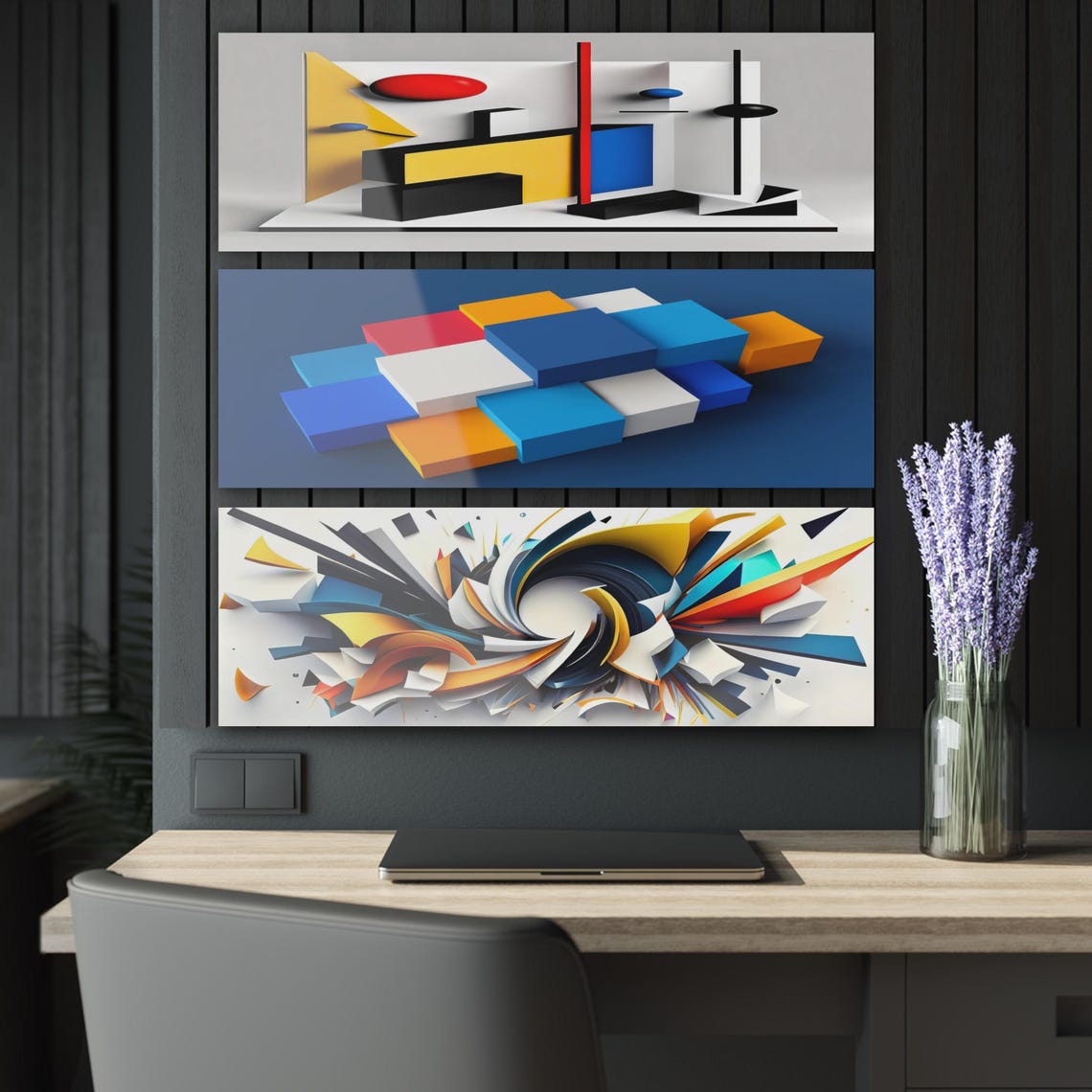 Modern Acrylic Print Triptych Set - Abstract Wall Art Decor - Etsy