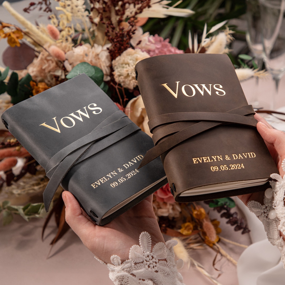 Wedding Vow Books Set of 2, Personalized Vows Booklets, His and Hers ...