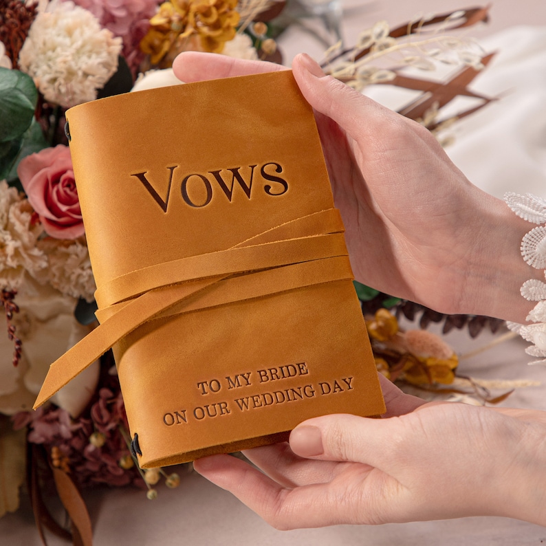 Personalized Wedding Leather Vows Books for Him and Her, Custom Wedding ...
