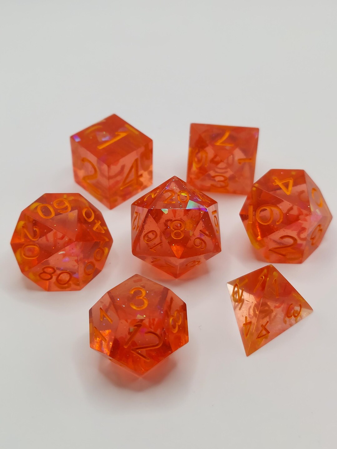 Dnd Dice create Bonfire Set, Full Set Sharp Edge Dice, TTRPG Dice, D&D ...