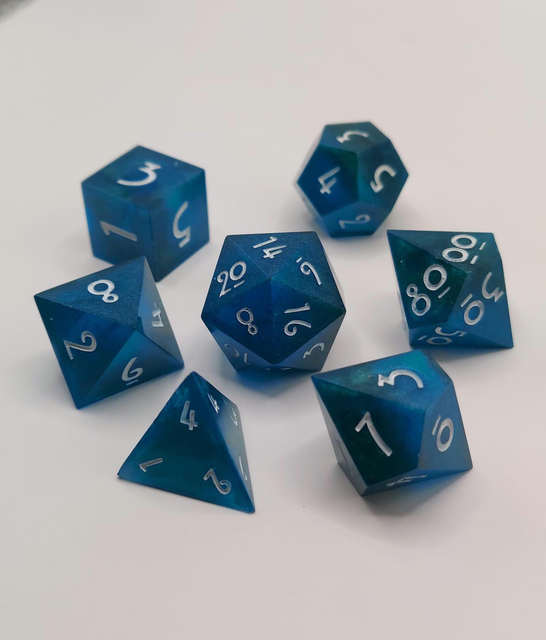 Sea Elf Dnd Dice Set/ Full Set Sharp Edge Dice, Roleplaying Dice, Teal ...