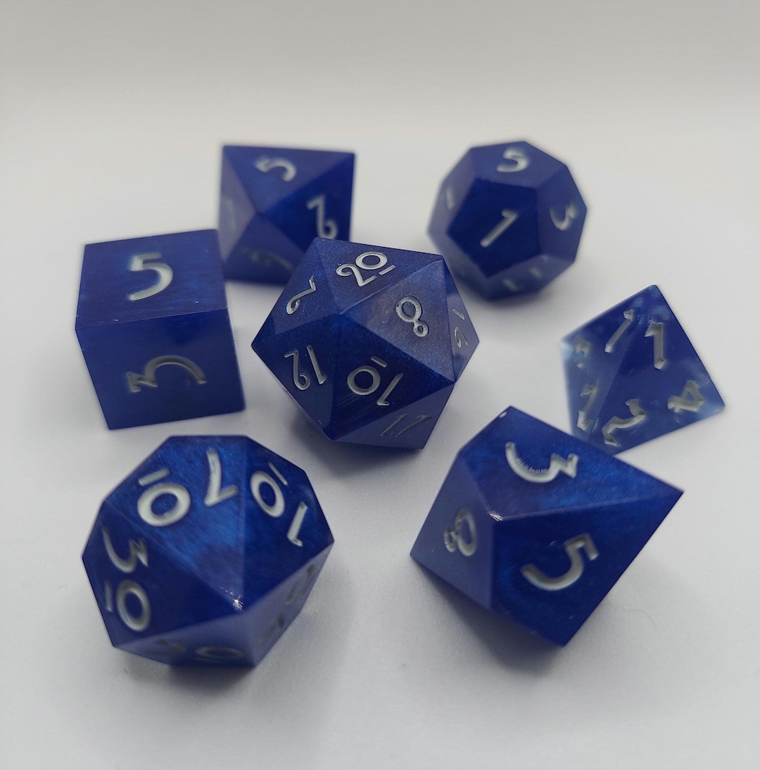 Crow Foot Dnd Dice Set: Sharp Edge Blue Resin Dice - Etsy