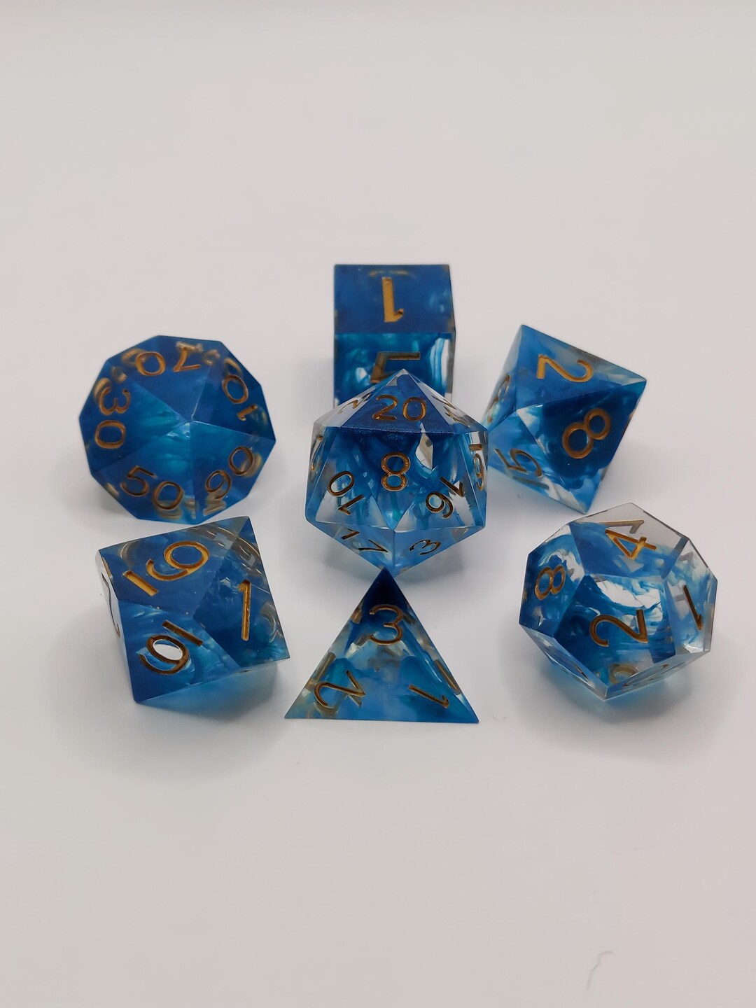 Dnd Dice "watery Sphere" Set, Full Set Sharp Edge Dice, TTRPG Dice, D&D ...