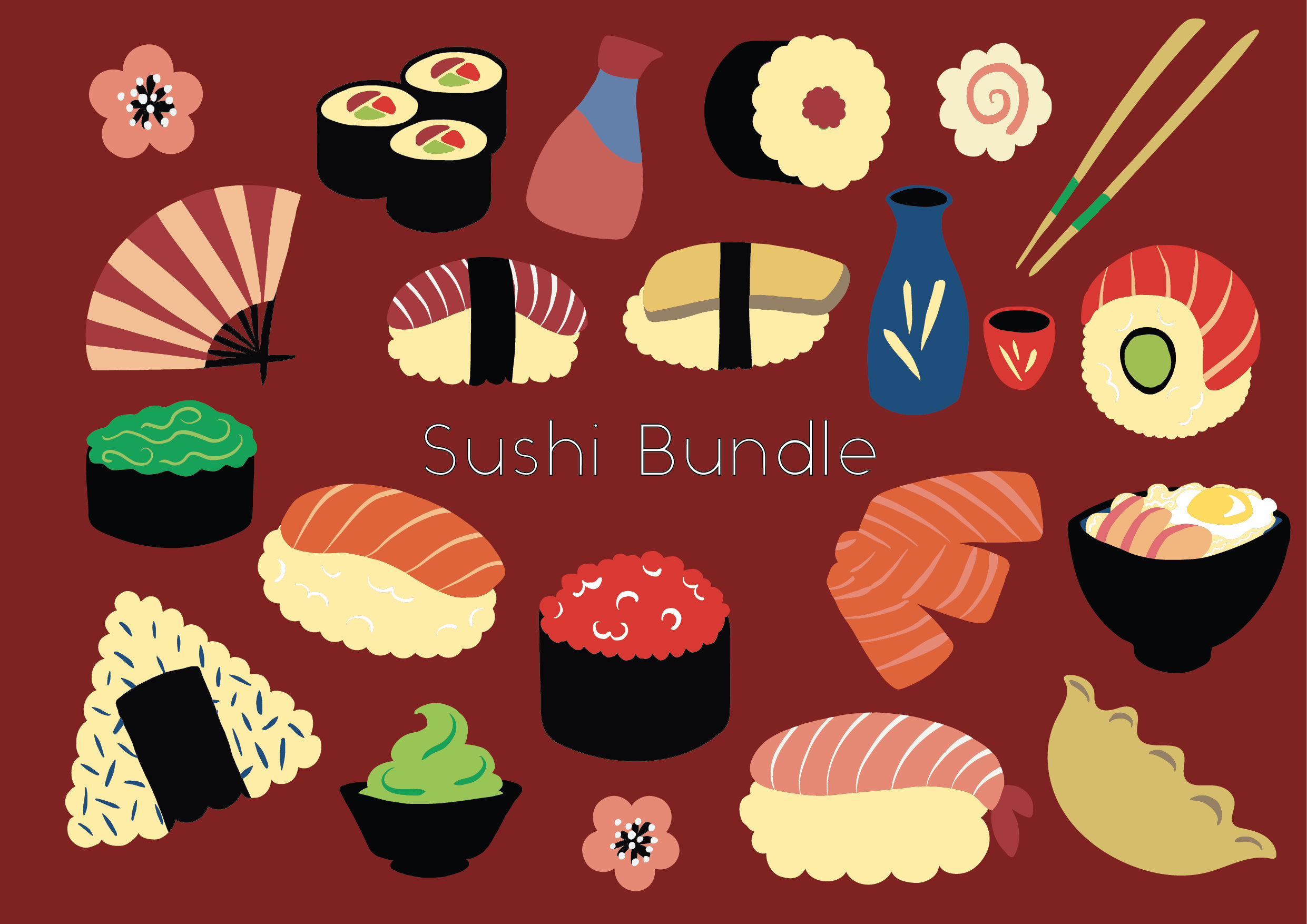 Sushi SVG Clipart Bundle - Etsy