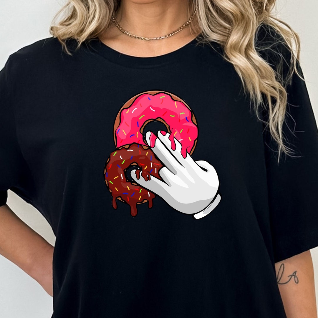 2 in the Pink 1 in the Stink Shocker Donut Finger Adult Shirt Tshirt ...