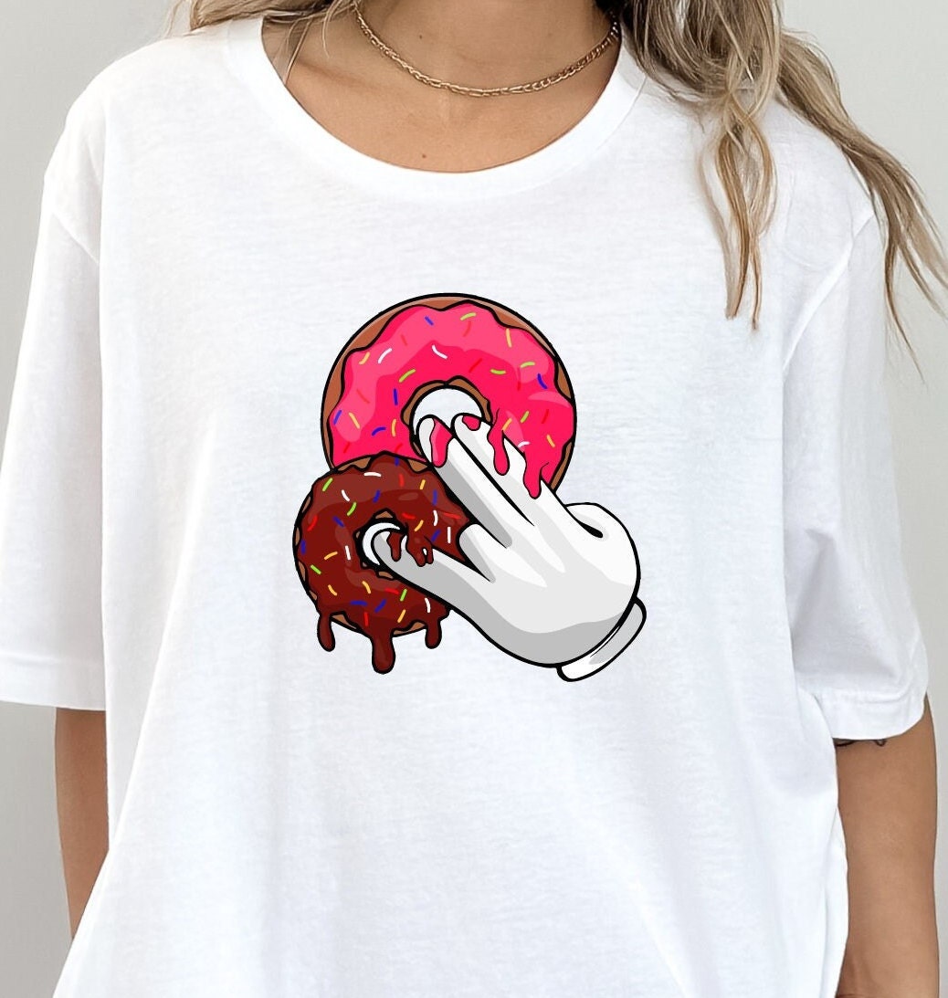 2 in the Pink 1 in the Stink Shocker Donut Finger Adult Shirt Tshirt ...