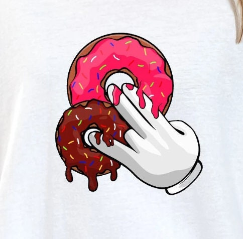 2 in the Pink 1 in the Stink Shocker Donut Finger Adult Shirt Tshirt ...