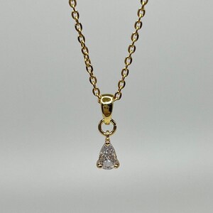 Tiny Pear Diamond Necklace Hypoallergenic Teardrop Necklace Dainty 18k ...