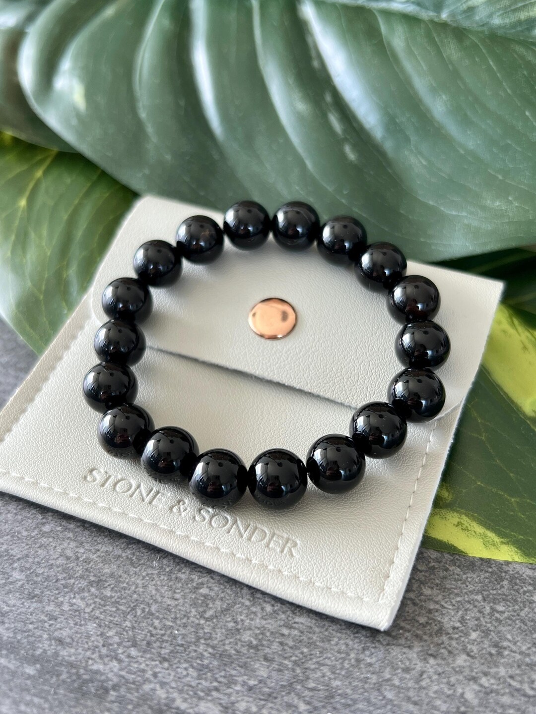 Black Bead Bracelet for Strength & Wisdom Mens Beaded Bracelet 10mm ...