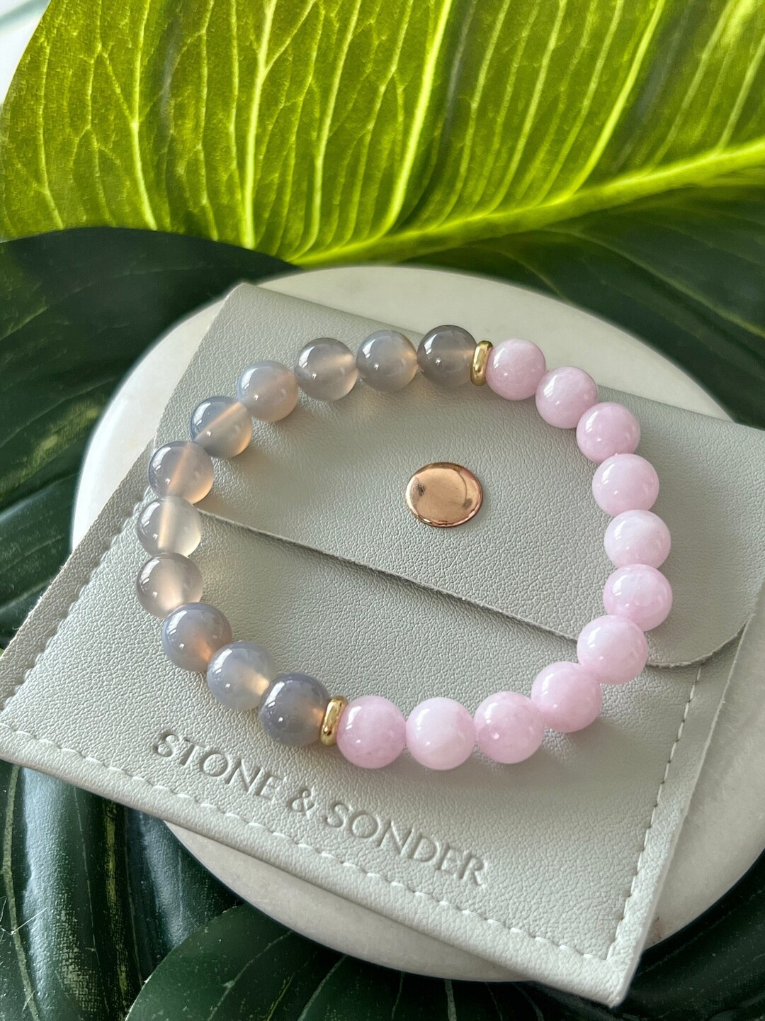 Agate & Kunzite Energy Bracelet for Love and Clarity Crystal Protection ...