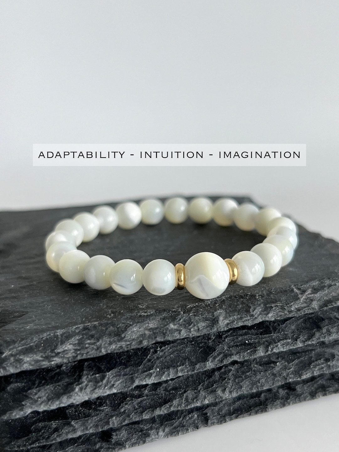 Mother of Pearl Bracelet for Intuition & Protection 8mm Pearl Shell ...