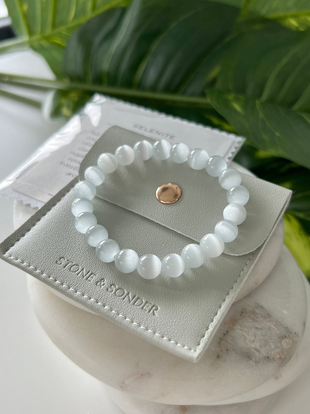 8mm Selenite Bracelet for Protection From Negative Energy Genuine White ...