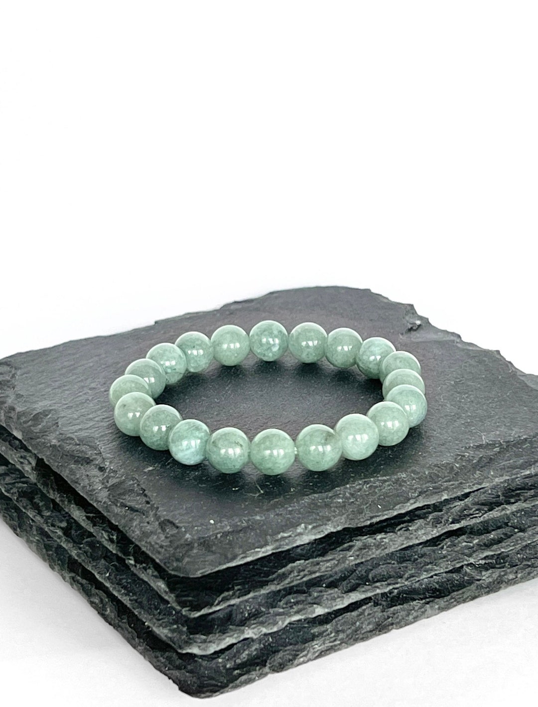 8mm Burmese Jade Bracelet for Prosperity and Abundance Jadeite Green ...