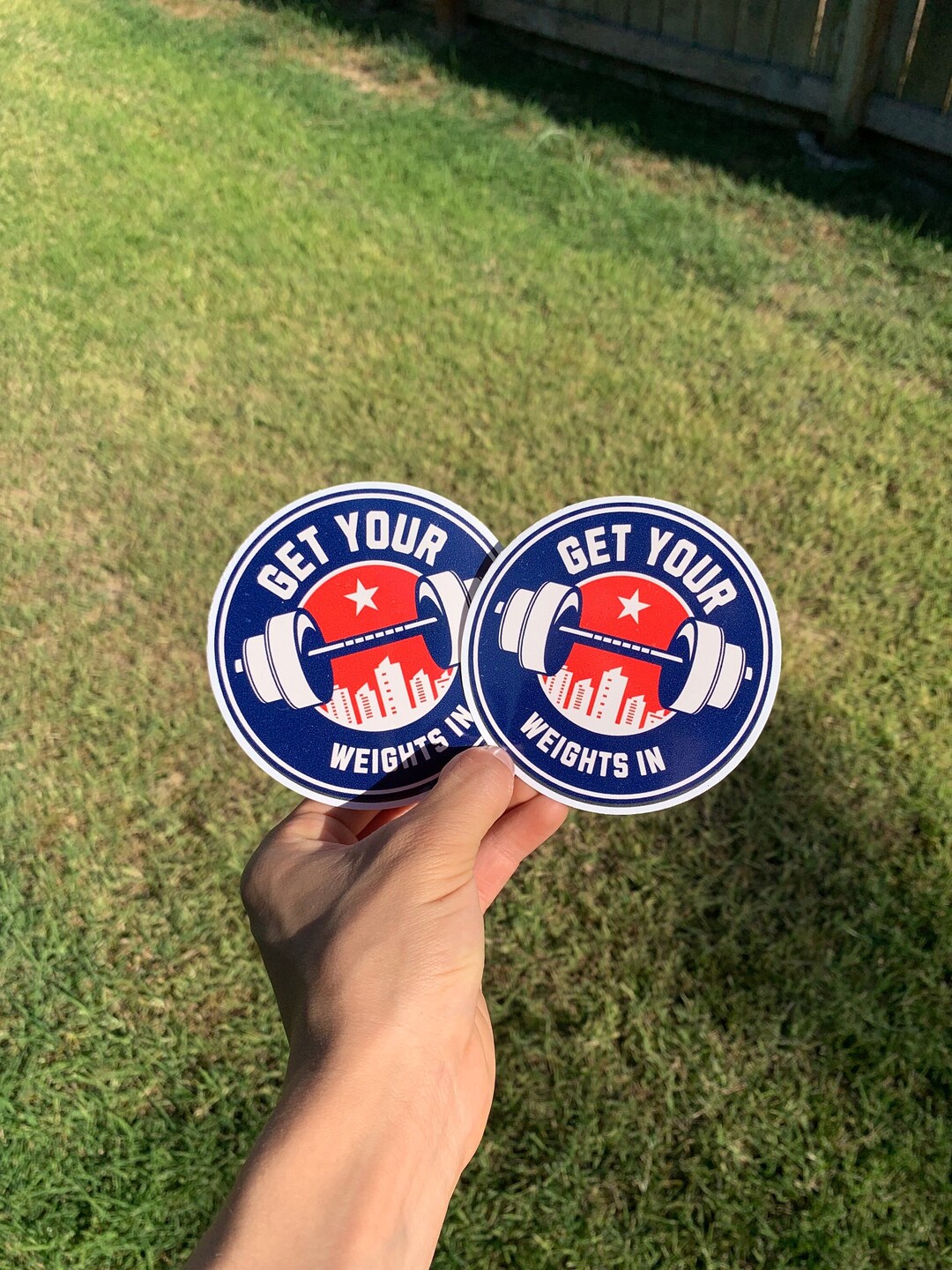 Get Your Weights in 2x Workout Exercise Sticker, Dumbbells Vinyl ...