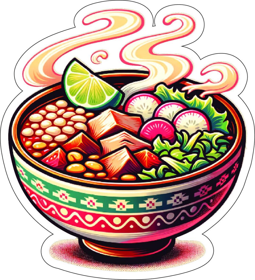 Posole Bowl Sticker Die-cut Laminated Vinyl Mexican Foodie Gift Cocina ...