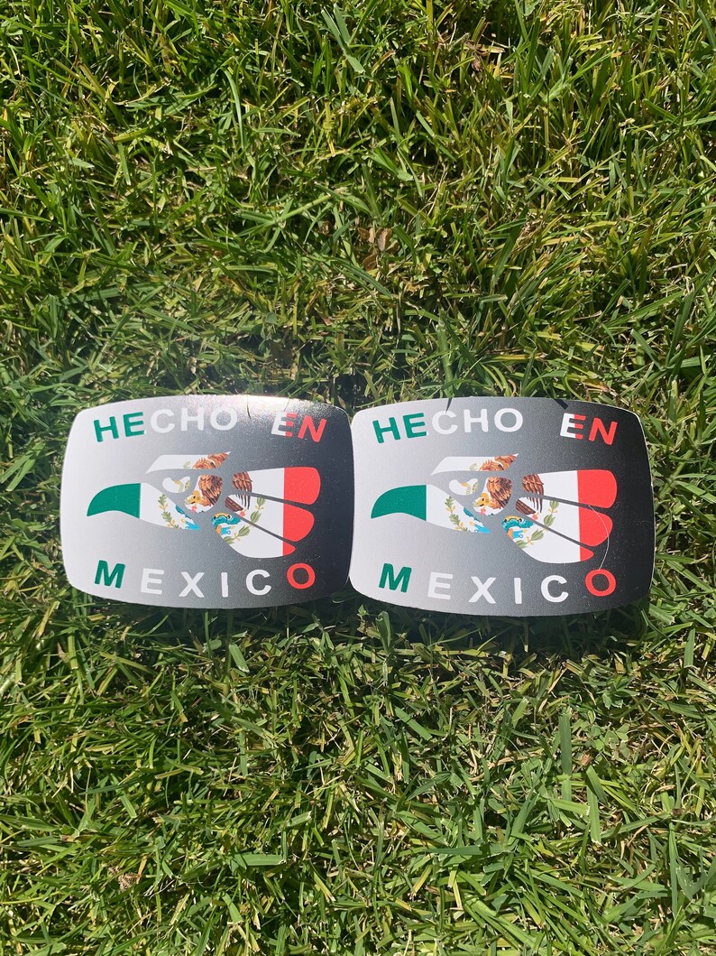 Hecho En Mexico 2x on Flag Design Die-cut Printed Stickers, 2 Mexican Pride Decal Stickers ...
